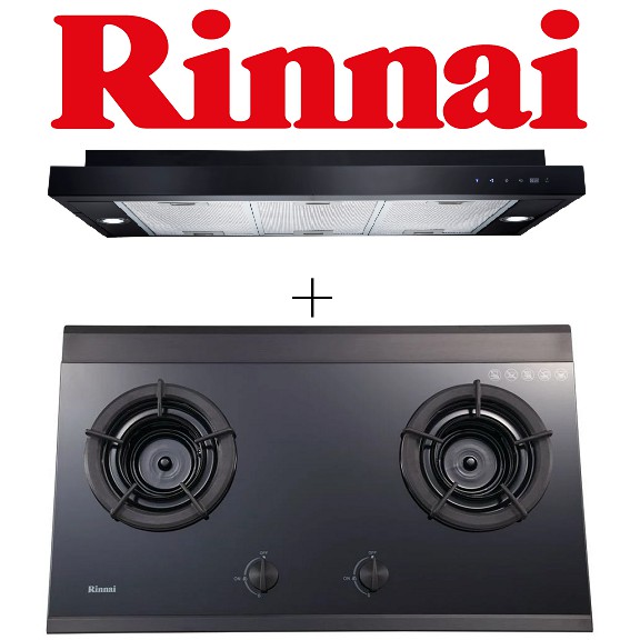 RINNAI RH-S329-PBR 90CM SLIMLINE HOOD WITH TOUCH CONTROL + Rinnai RB-2GI Built-in 2 Burner Inner ...