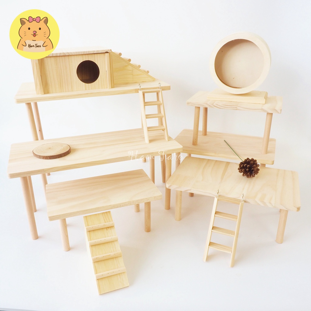DIY Wooden Table Platform Stand Hamster Cage Accessories Ladder Stair ...