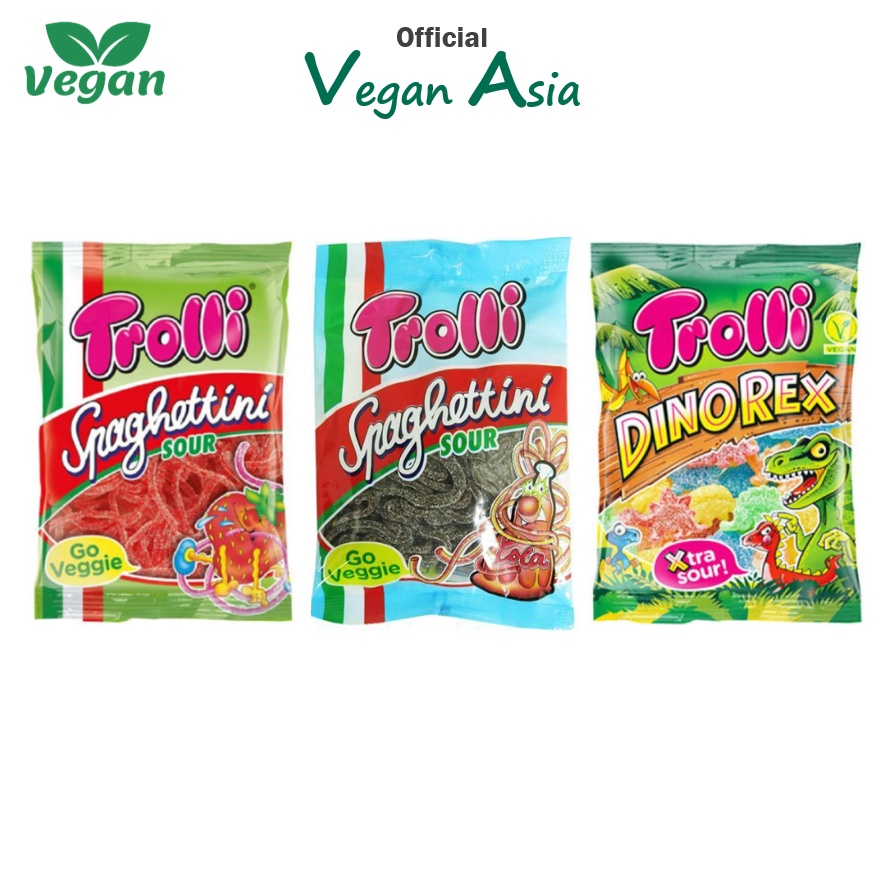 Trolli Vegan Jelly 100g (with Vegan Freebie) Trolli Spaghetti Sour Dino ...