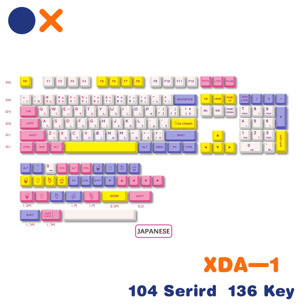 Royal Kludge Xda keycaps Sublimation keycaps137 Keys Honey Milk Keycaps ...