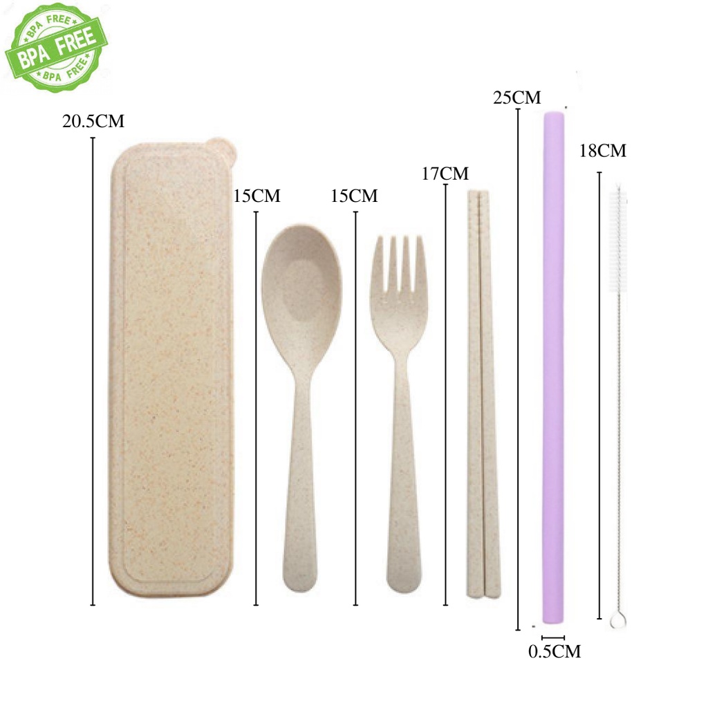 6 IN 1 Straw Chopsticks Fork Spoon/Drinking Dinner Package/Cutlery ...