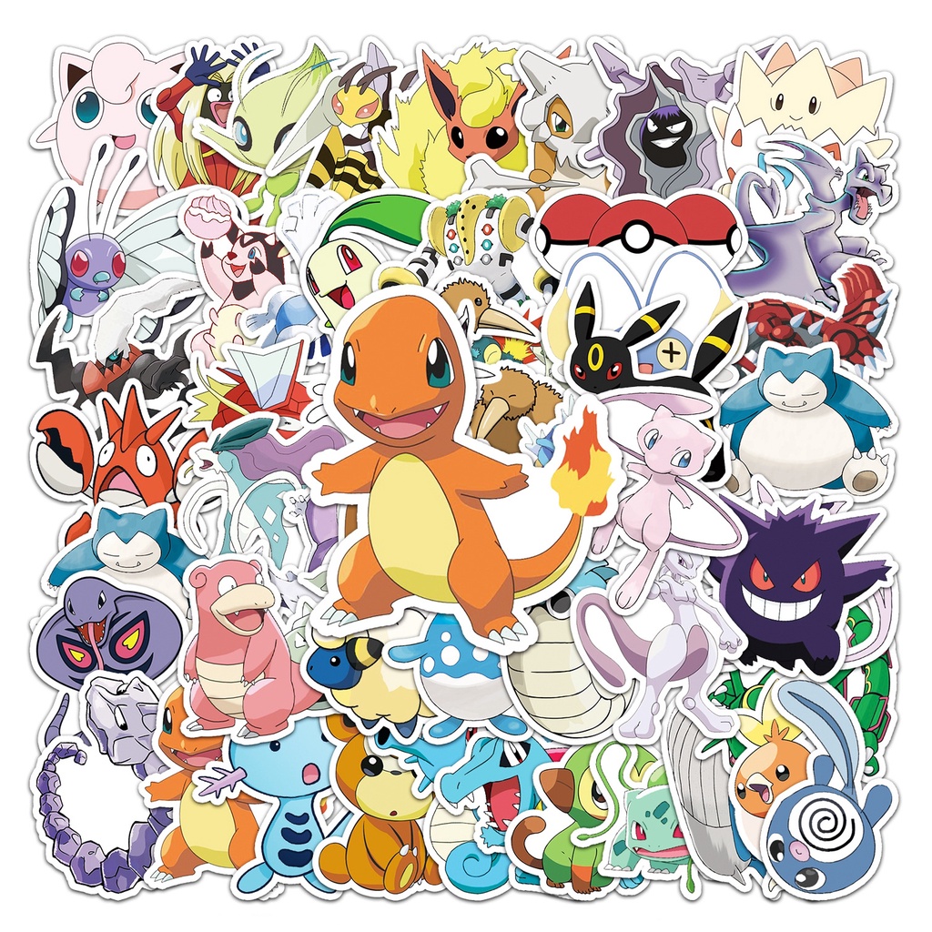 Pokemon Stickers Cartoon Motorcycle Refrigerator Mobile Phone Laptop 50 ...