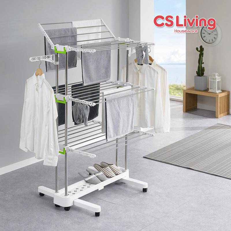 Stainless Steel Mobile Foldable Drying Rack • 6-Segment Multifunction ...