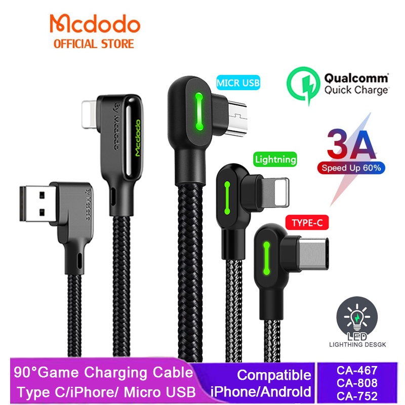 Mcdodo 90° Fast Charging Cable 3A QC Game Charging Cable Micro Usb ...