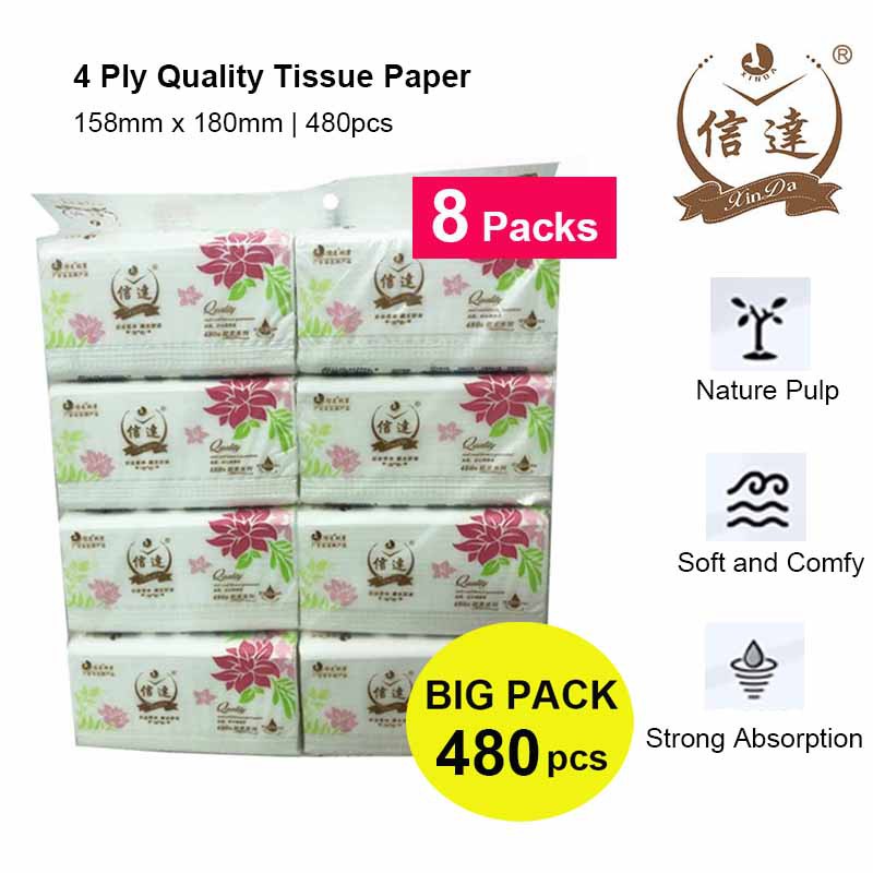 [Premium Quality Big Pack] 4 Ply Facial Tissue Paper Pack (8 packet ...