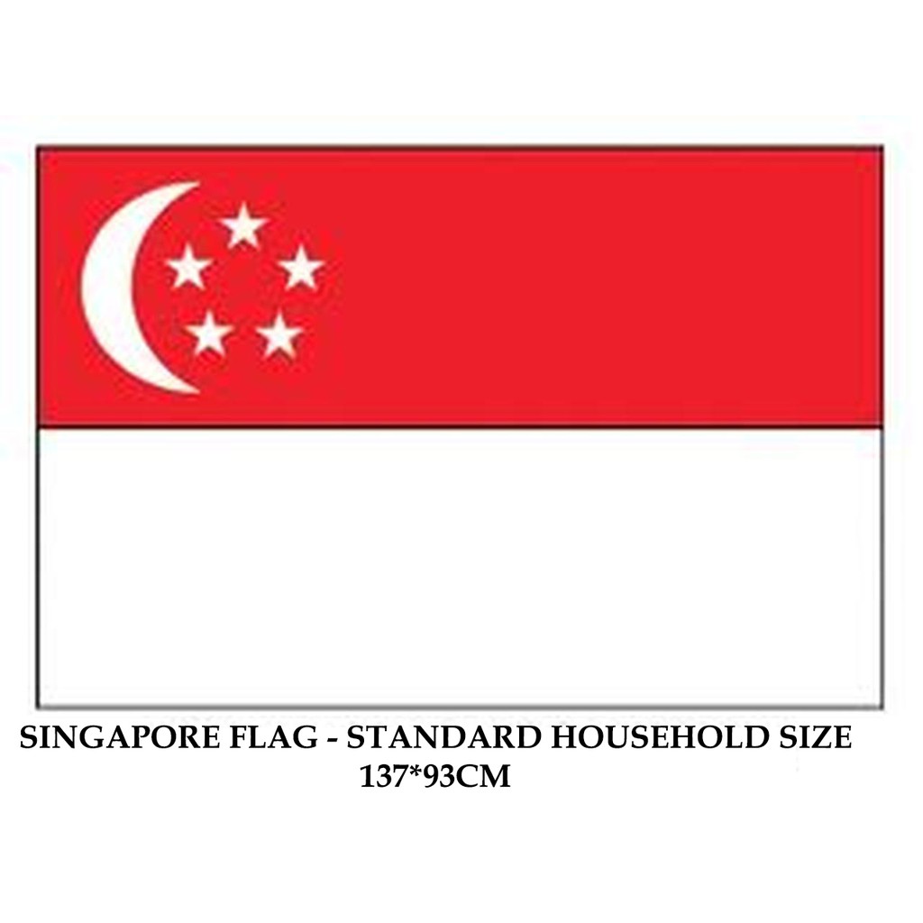 NATIONAL FLAG OF SINGAPORE / Standard Household Size 137*93cm SGUNITED ...