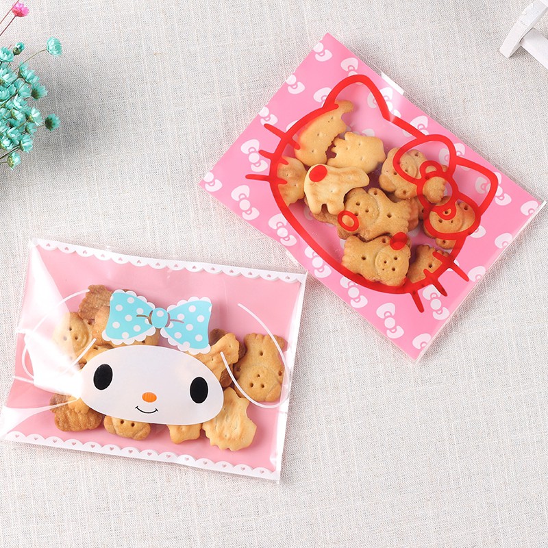 50PCS Hello Kitty Self-adhesive Bag Bakery Cookies/Candy/Goodies ...