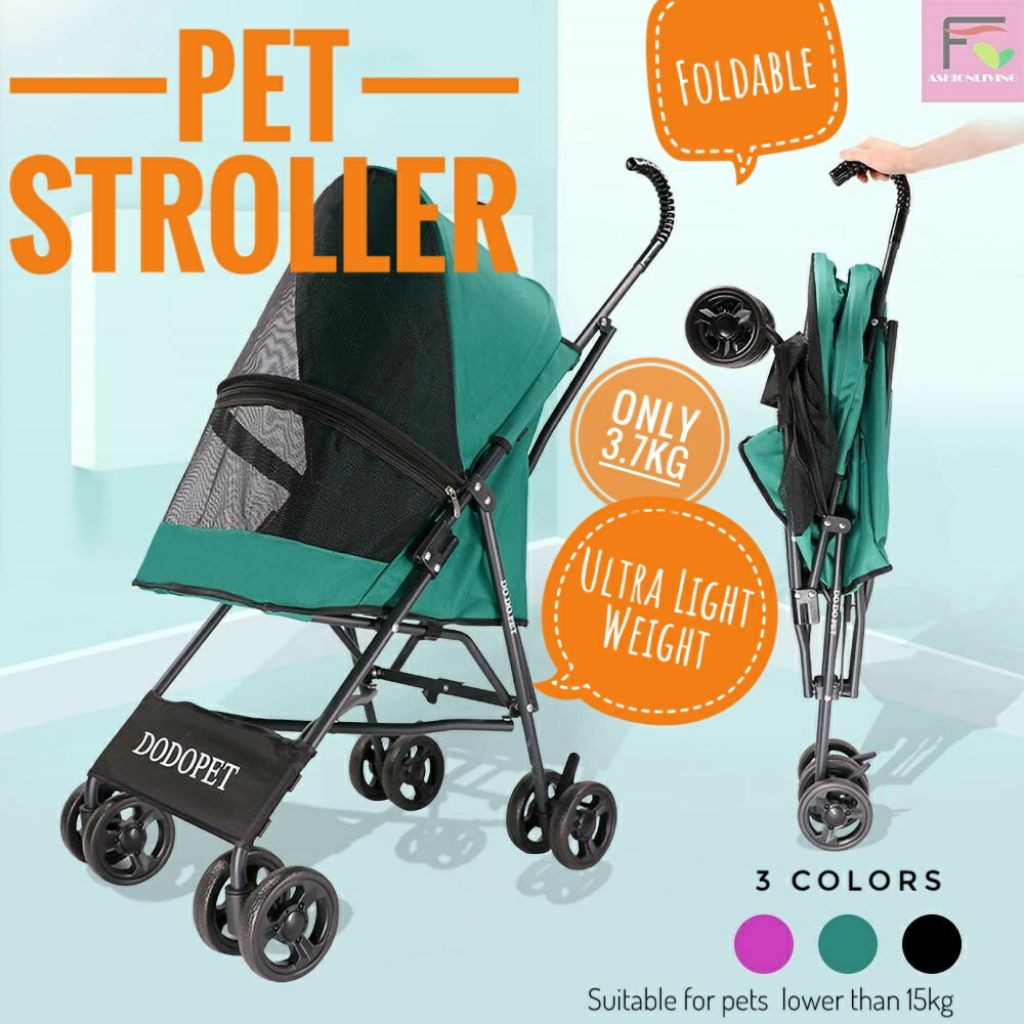 Foldable Pet Dog Stroller - Portable Carrier & Strolling Cart - 3 color ...