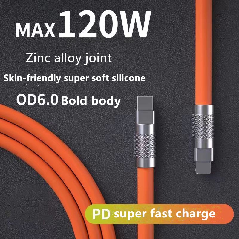 120w 6a Super Fast Charge PD Type C Liquid Silicone Cable Quick Charge ...