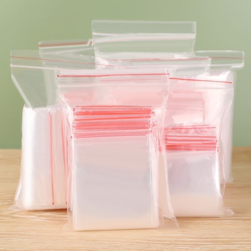 100PCS Resealable Plastic Bags Self Seal PE Transparent Poly Bag Food ...