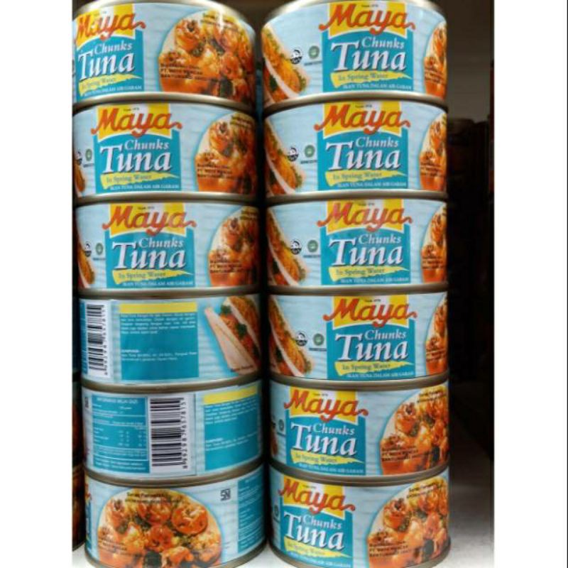 Maya Tuna chunk spring water 185 grams, Maya brand canned Tuna | Shopee ...