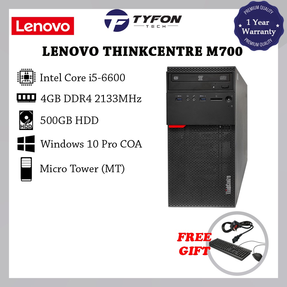 Lenovo ThinkCentre M700 MT i5-6600 4GB RAM 500GB HDD Win 10 Pro Desktop ...