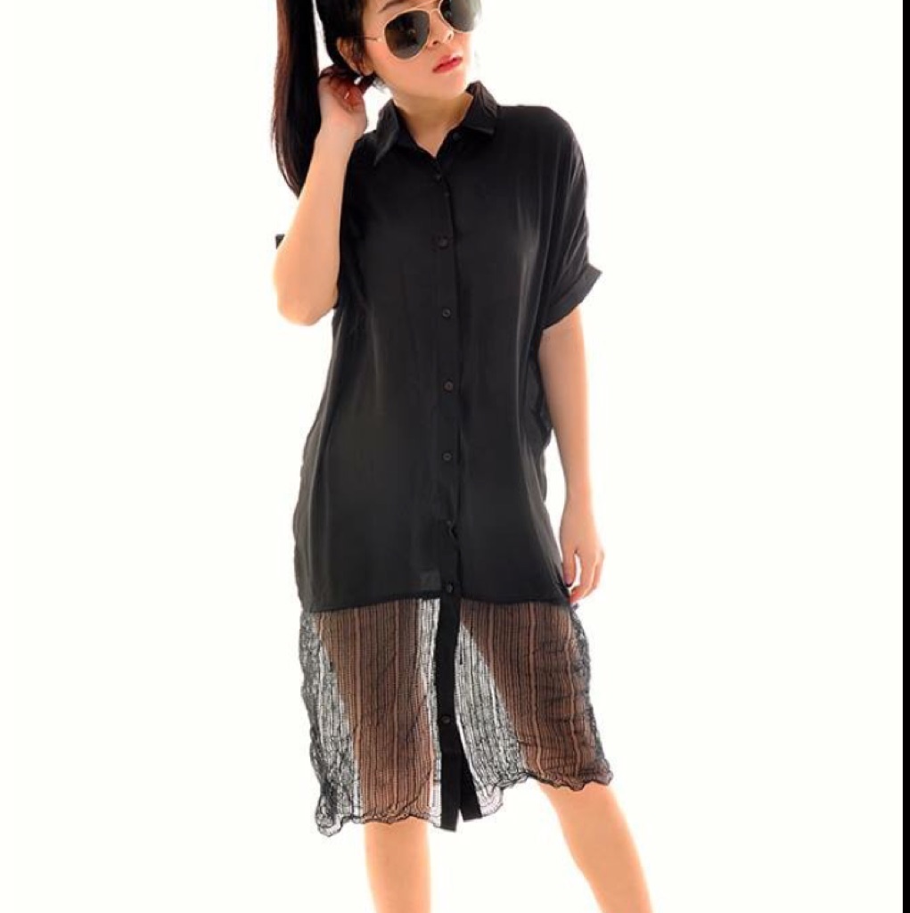 Netted Shirt ( Black ) | Shopee Singapore