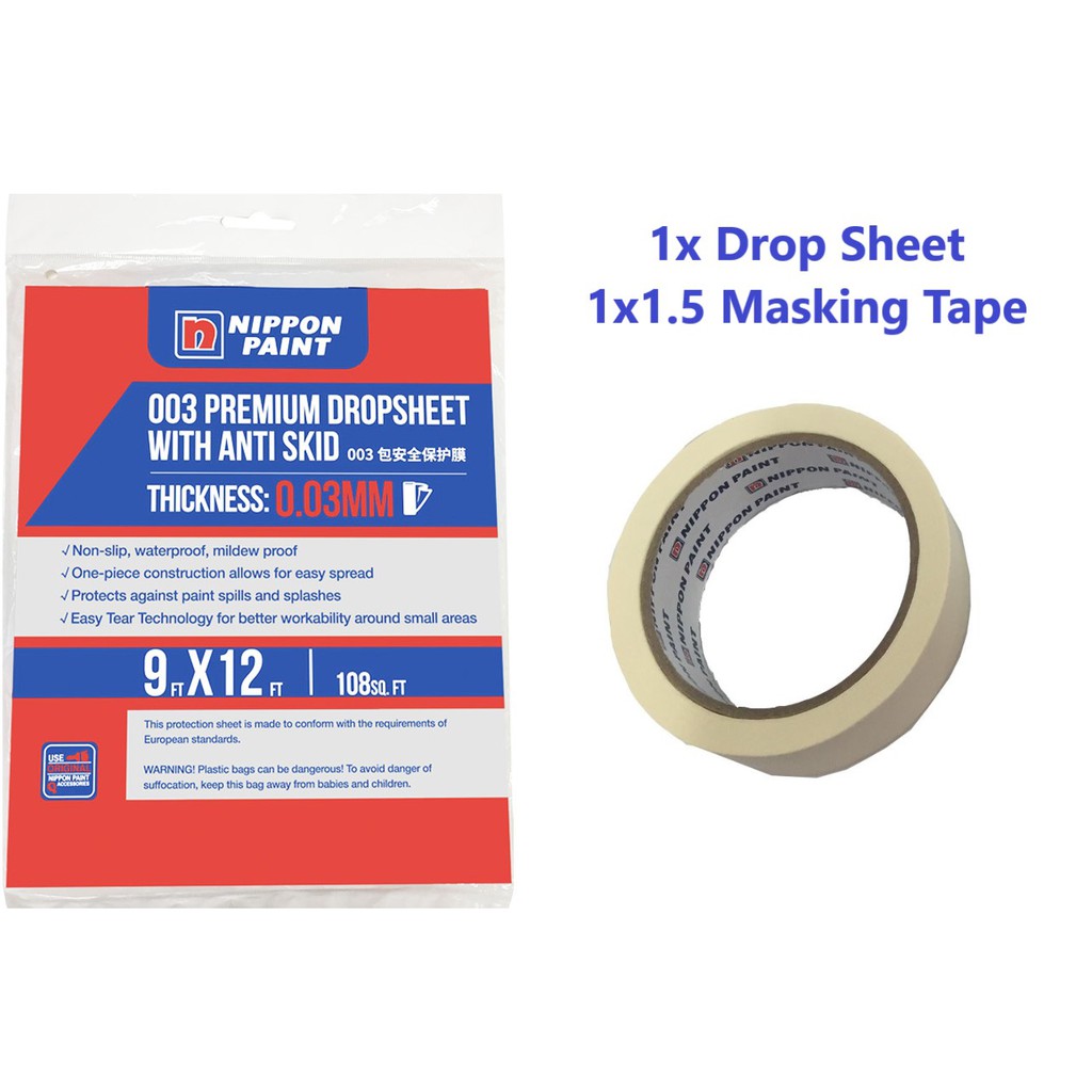 Nippon Paint Anti-Skid Drop Sheet and Masking Tape Package | Shopee ...