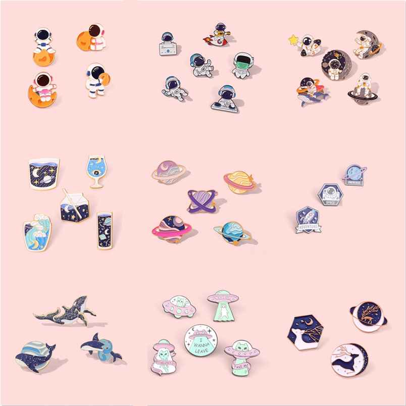 Star Sky Galaxy Astronaut Series Enamel Pins Universe Adventure Space ...