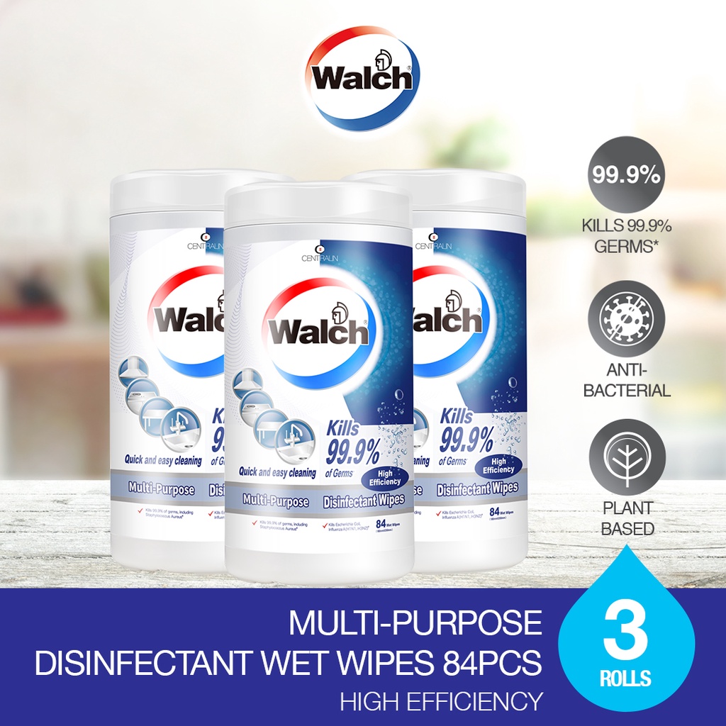 Walch® Multi-Purpose Disinfectant Wet Wipes 84pcs x 3 Rolls | Shopee ...