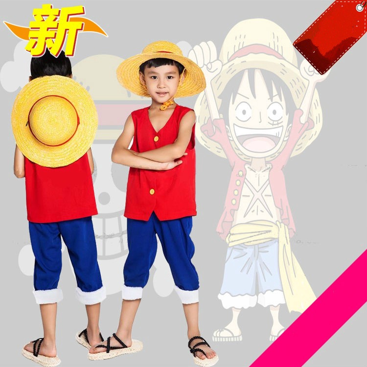 Anime ONE PIECE Monkey D Luffy 2 Years Later KIDS Cosplay Child Halloween Costumes Tops Pants Straw Hat Shopee Singapore