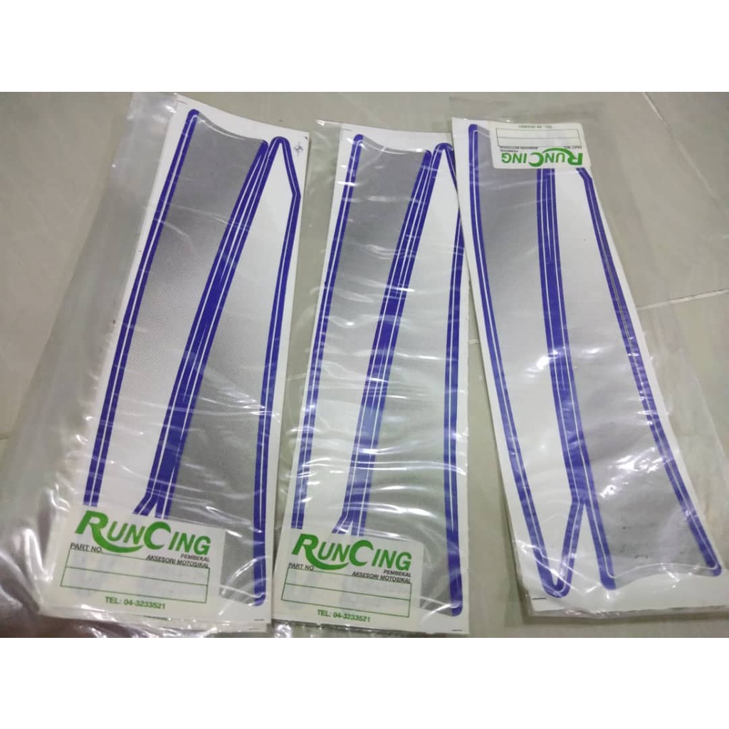 Yamaha rxz catalyzer stiker fering blue grey / stiker fering biru grey ...