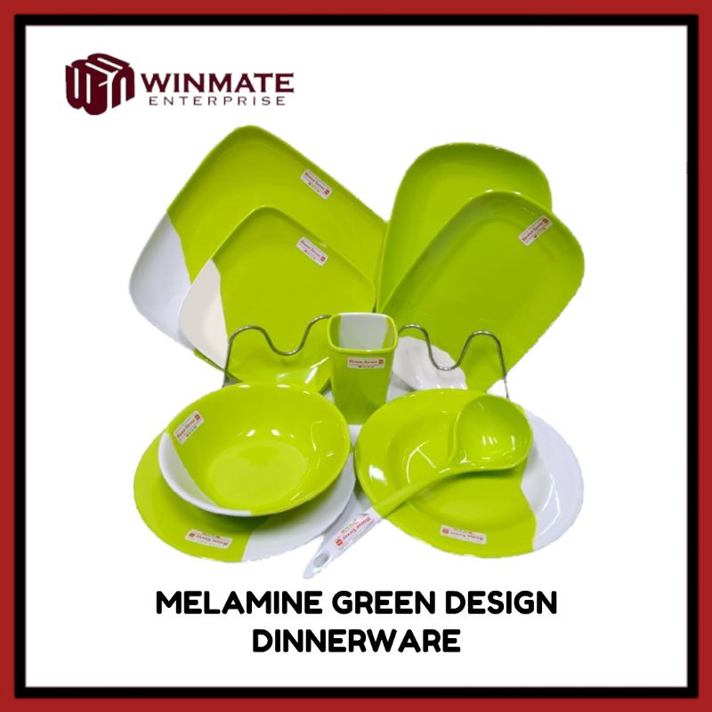 Melamine Green and White Design Dinnerware Plate Bowl Baso ( per piece ...