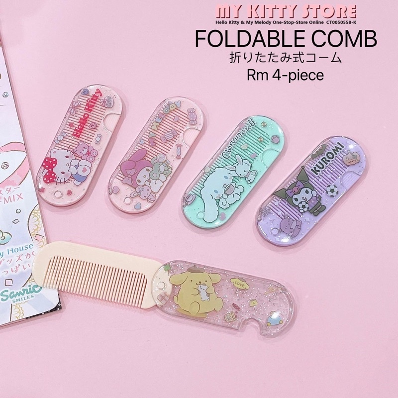 Cartoon Hello Kitty My Melody Kuromi Foldable Comb Cinnamoroll ...