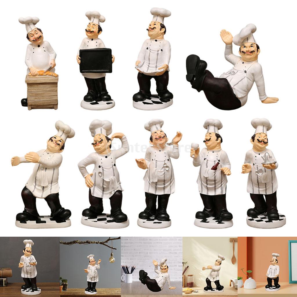 [ 1x Resin Chef Figurine Statue Ornaments Bar Restaurant Kitchen Cafe ...