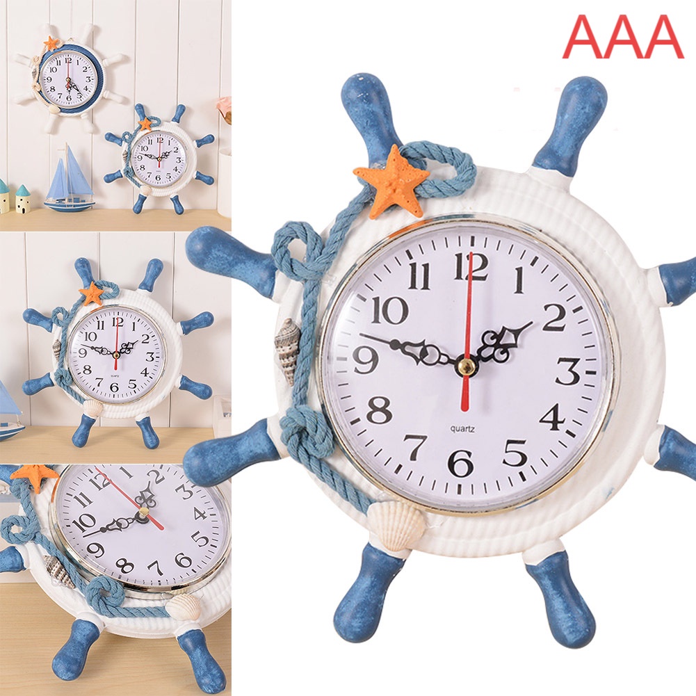 Nautical Beach Wheel Wall Clock Maritime Time Clock Home Wall ...