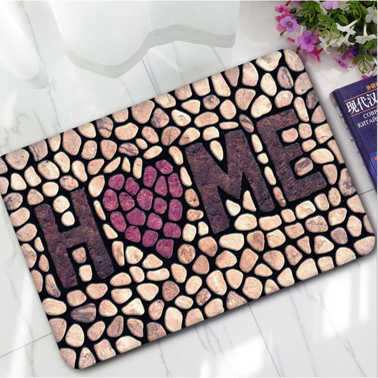 Cobblestone Rubber Mat Front Doormat Welcome Home Non-slip Kitchen Area ...