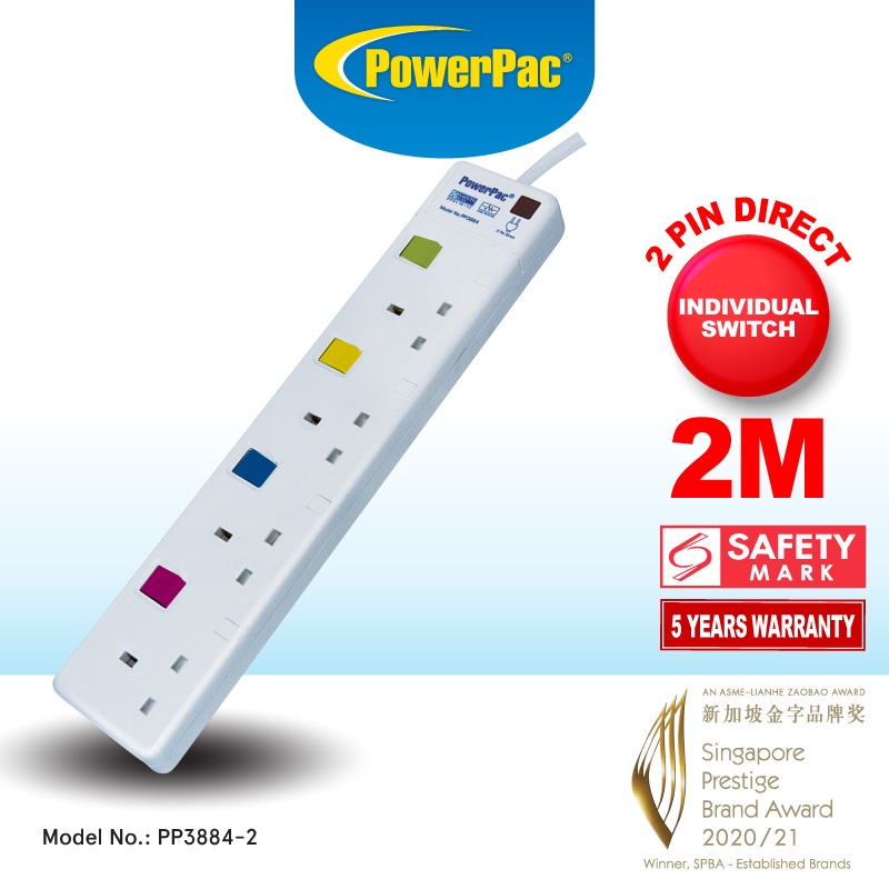 PowerPac Extension Socket Extension Cord, Power Cord, Power Extension 4 ...
