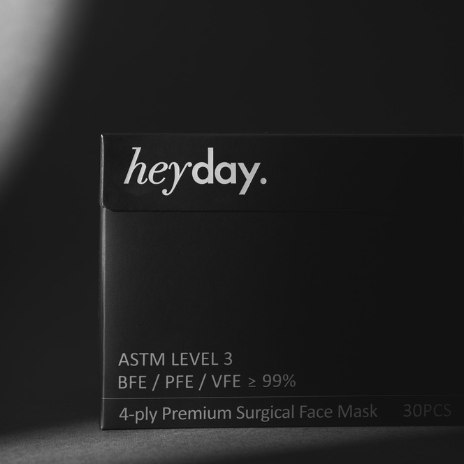Heyday 4-Ply Surgical Face Mask - Onyx Black (30 pcs) | Shopee Singapore