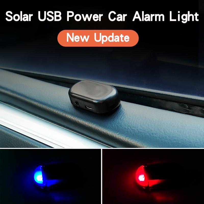 Solar Usb Power Car Alarm Light Anti-Theft Warning Flash Blinking Fake ...