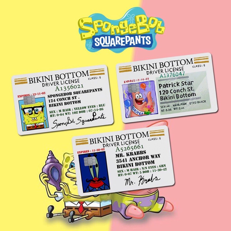 Spongebob SERIES | Atm STICKER/Atm CARD/Atm CARD/Atm STICKER/DEBIT ...