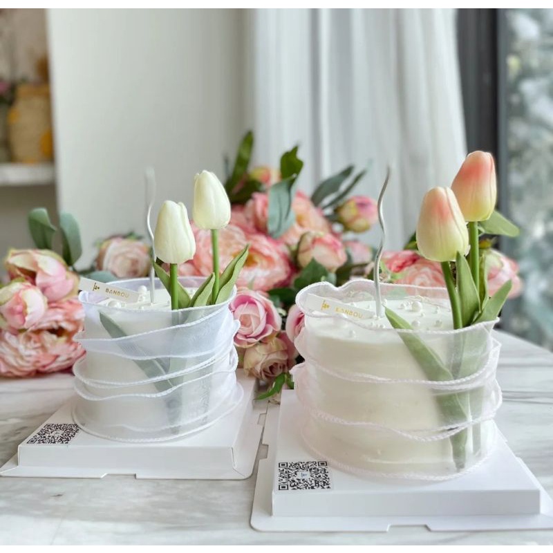 Tulip cake topper lace chiffon wrapper for ladies cake girl birthday ...