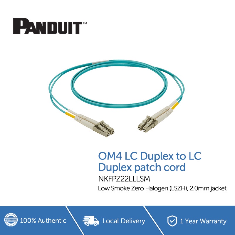 Panduit NetKey 2-fiber Multimode OM4 LC Duplex Patch Cord LSZH - 1m/2m ...