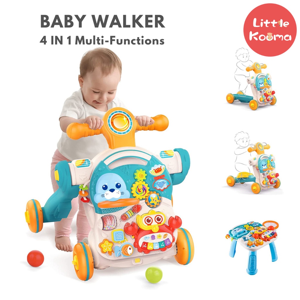 Huanger Baby Push Walker 4 in 1 Activity Center | Balance Bike ...