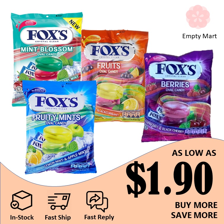 [IN-STOCK] Fox's Candy Crystal Clear Mint Blossom / Fruits/Berries ...