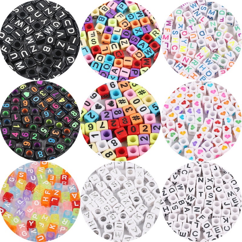 Hot! 100Pcs/Lot 6mm Mixed Many Kinds Acrylic DIY Cube Square Number ...