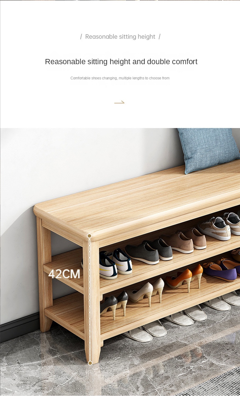 [Ready Stock]Solid wood shoe changing stool: a bench that integrates a ...