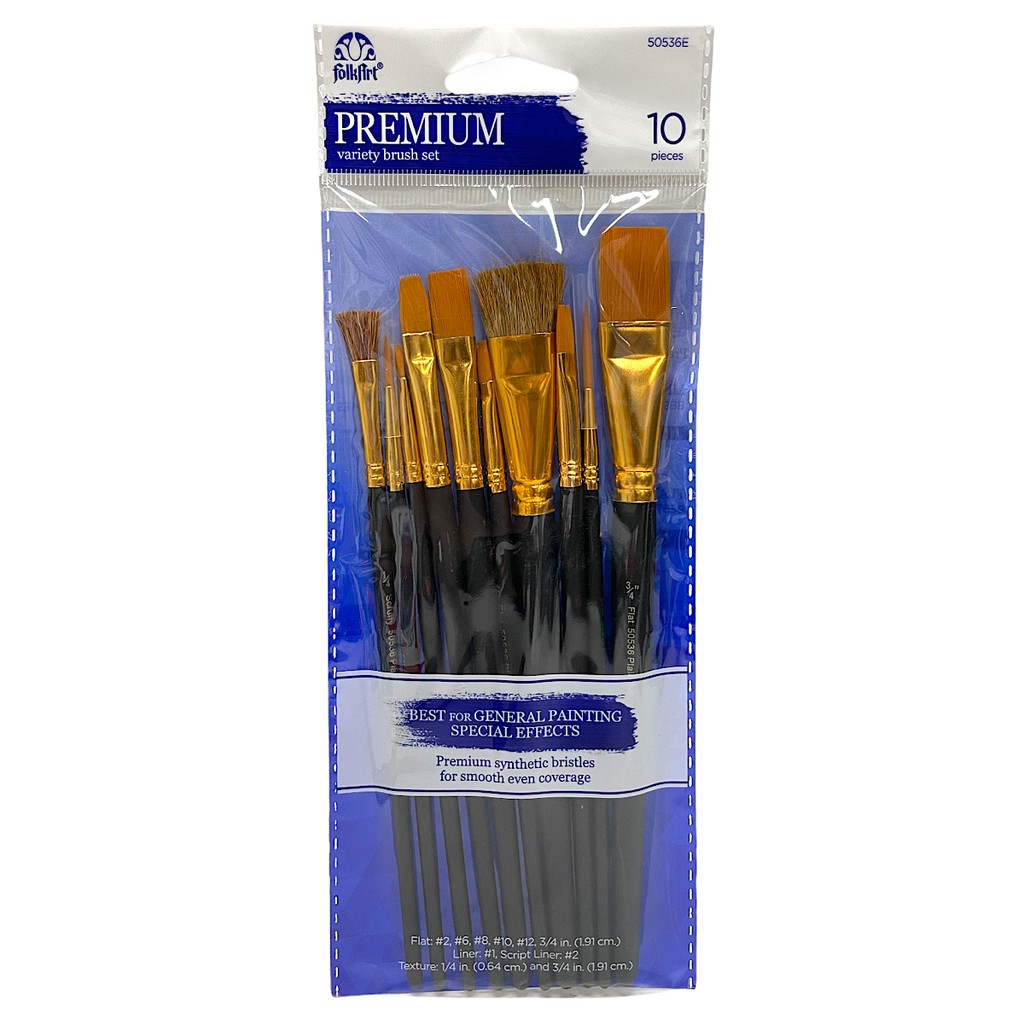 Plaid Folkart 10pc Premium Variety Brush Set 50536E (2927521505365 ...