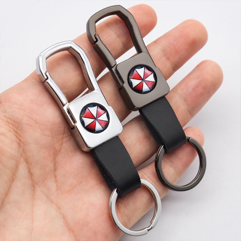 Auto parts Resident Evil Umbrella logo keychain metal leather portable ...