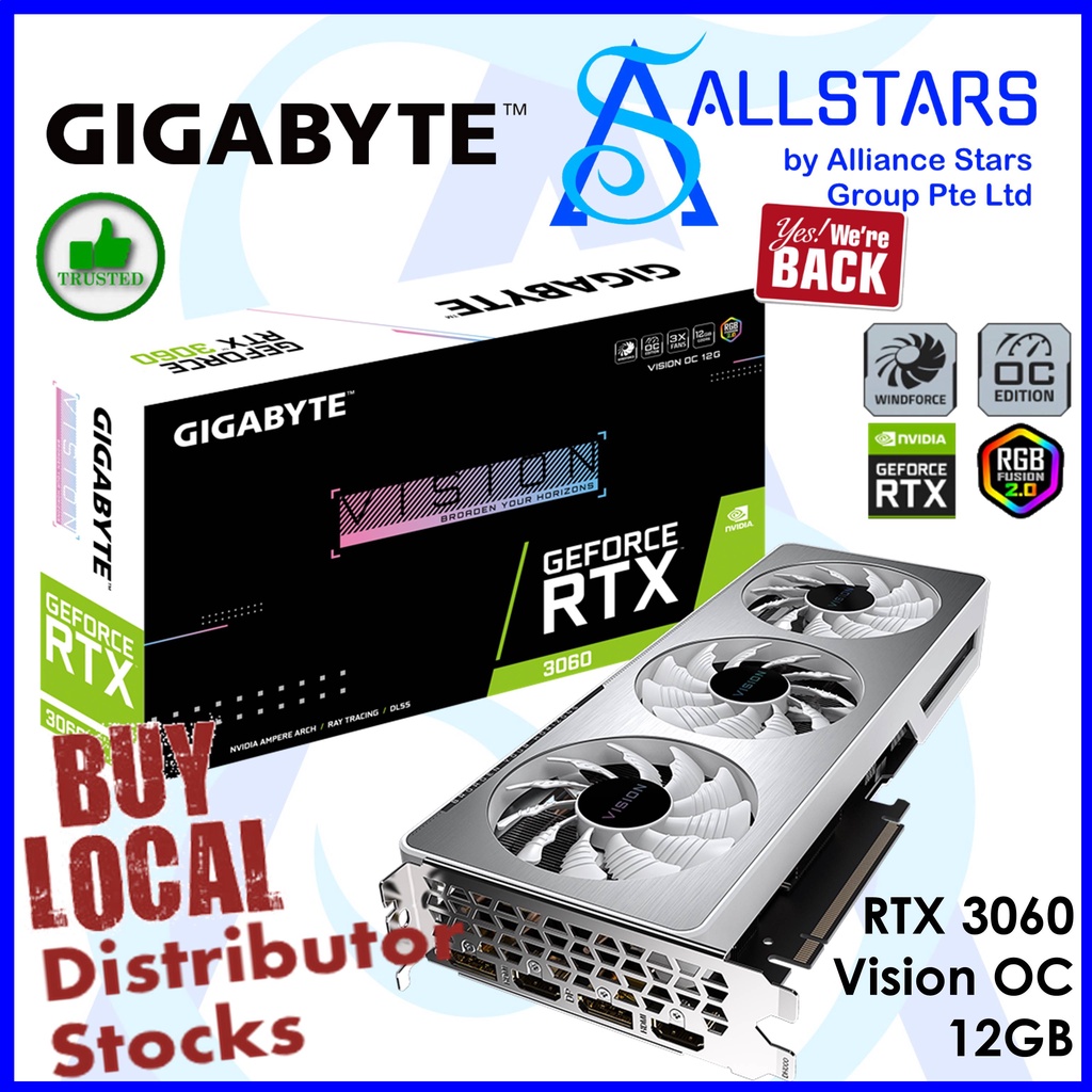 Gigabyte RTX 3060 VISION OC 12GB Gaming Graphics Card (GV-N3060VISION ...
