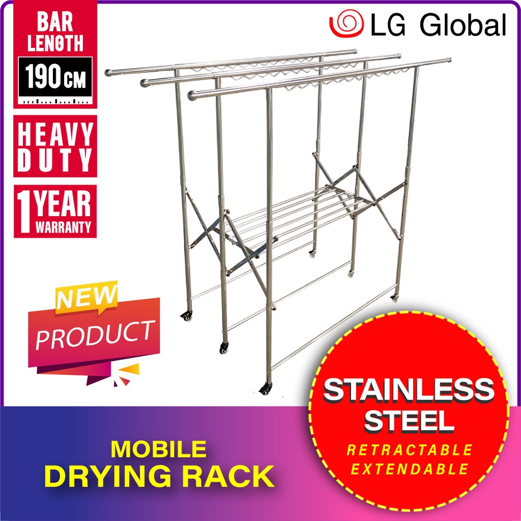 3 Layer Floor Moving Hanger Drying Rack Cloth hanger Mobile Hanger ...