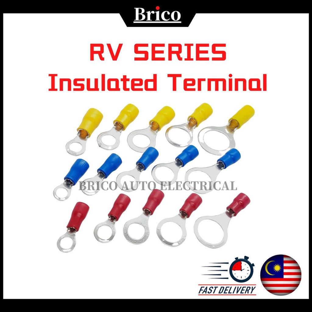 RV Series Insulated Terminal Rings Terminal Lug Wire Clip (10pcs ...