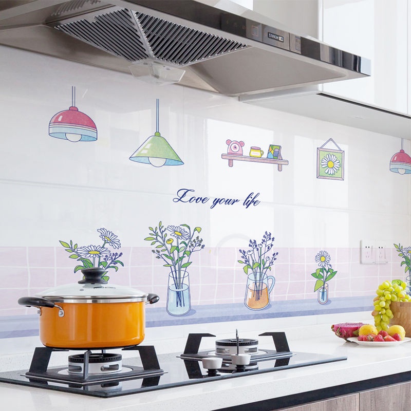 Cartoon kitchen oil-proof stickers fire resistant high temperature ...