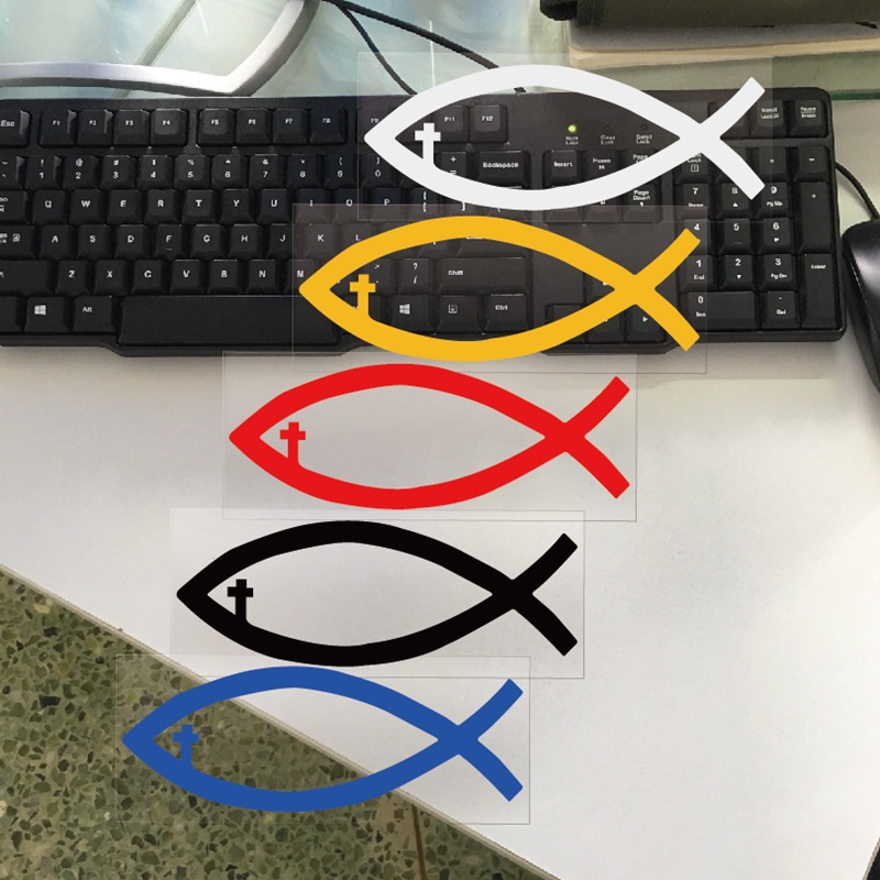 Jesus Fish Christian Cross Stickers Waterproof Reflective Vinyl Car ...