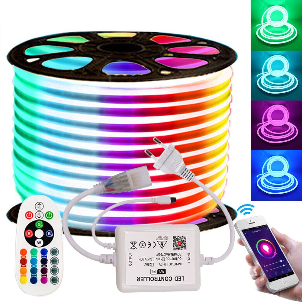 Acecorner 220V RGB LED Neon Light Smart Bluetooth Control SMD2835 ...