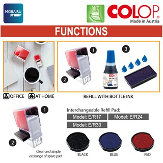 Ink Pad/Cartridges Refill for Self Inking Stamps - COLOP Printer Round R50, R40, R30, R24 & R17 ...