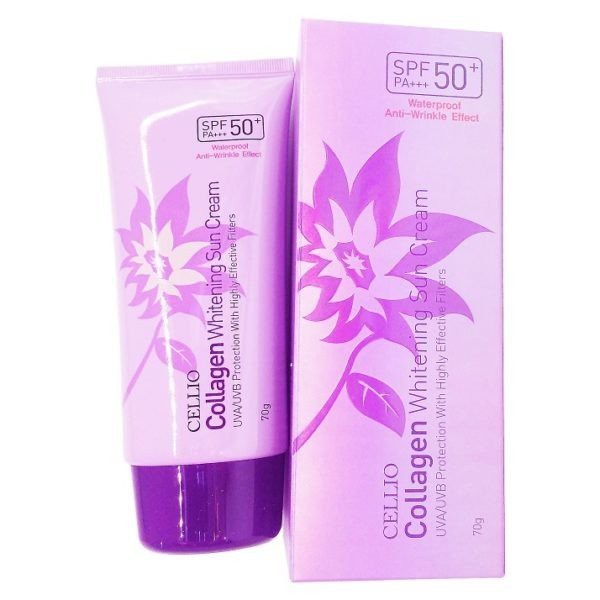 Genuine Korean Cellio Collagen Whitening Sun Cream SPF50 PA+++ 70g ...