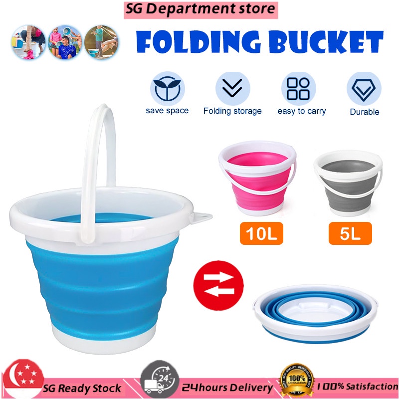 Foldable Pail Waterproof Collapsible Bucket Fishing Collapsible Pail ...
