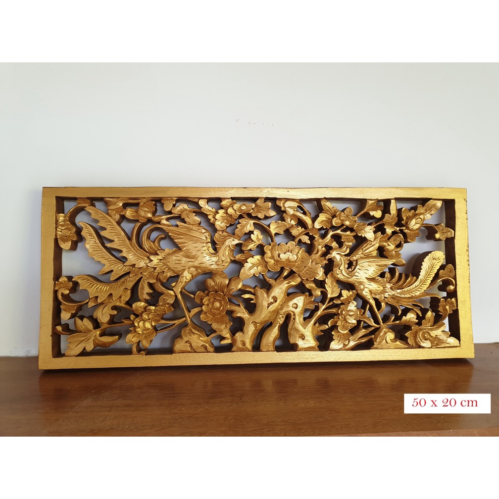 Peranakan Wood Carving - Phoenix Dancing Around Peonies (Hand Crafted ...