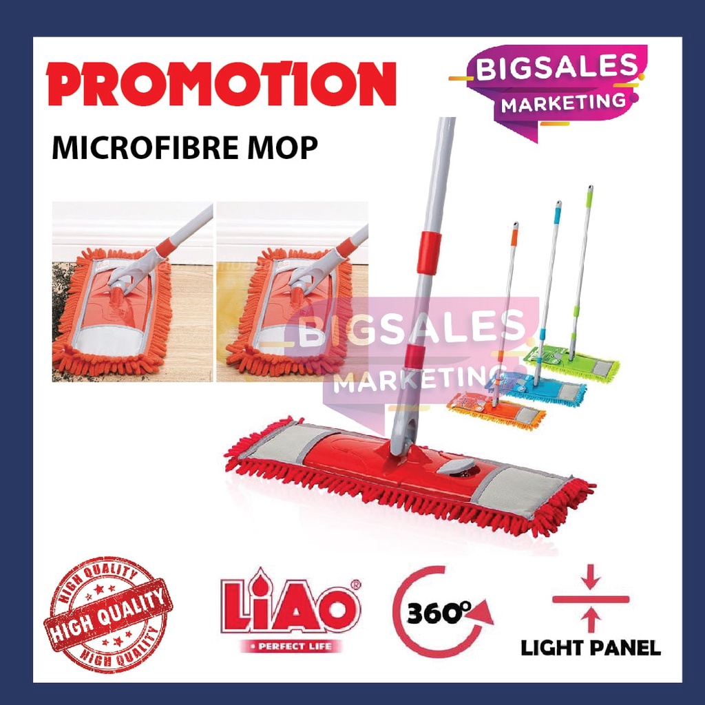 Liao Microfiber Dry and Wet Flat Mop With Telescopic Handle | Shopee ...